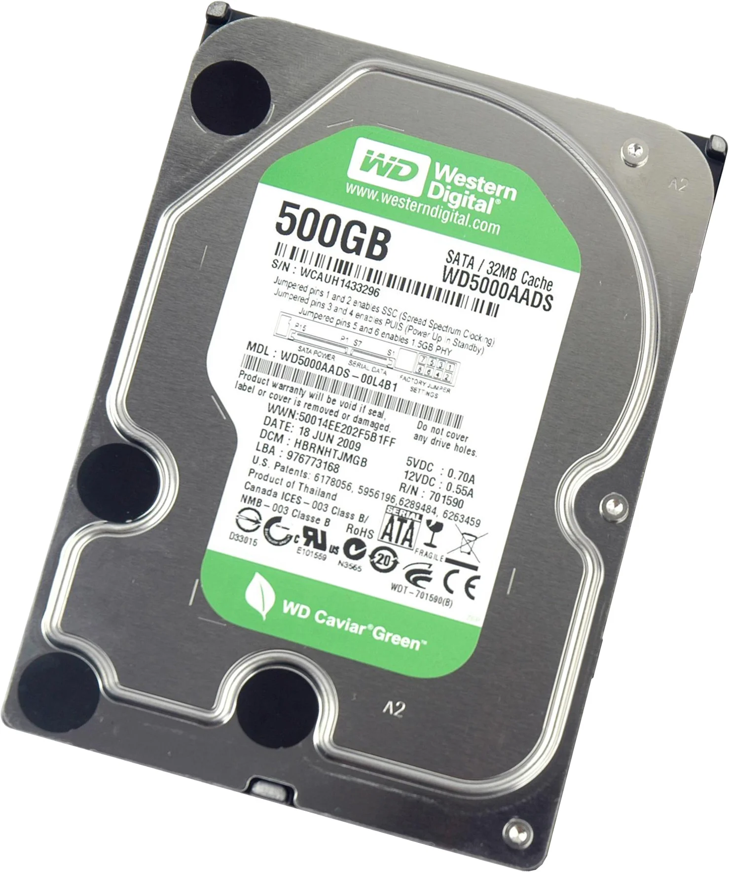 Western Digital SATA 500Gb (WD5000AADS) Caviar Green 3.5" (Фотос)